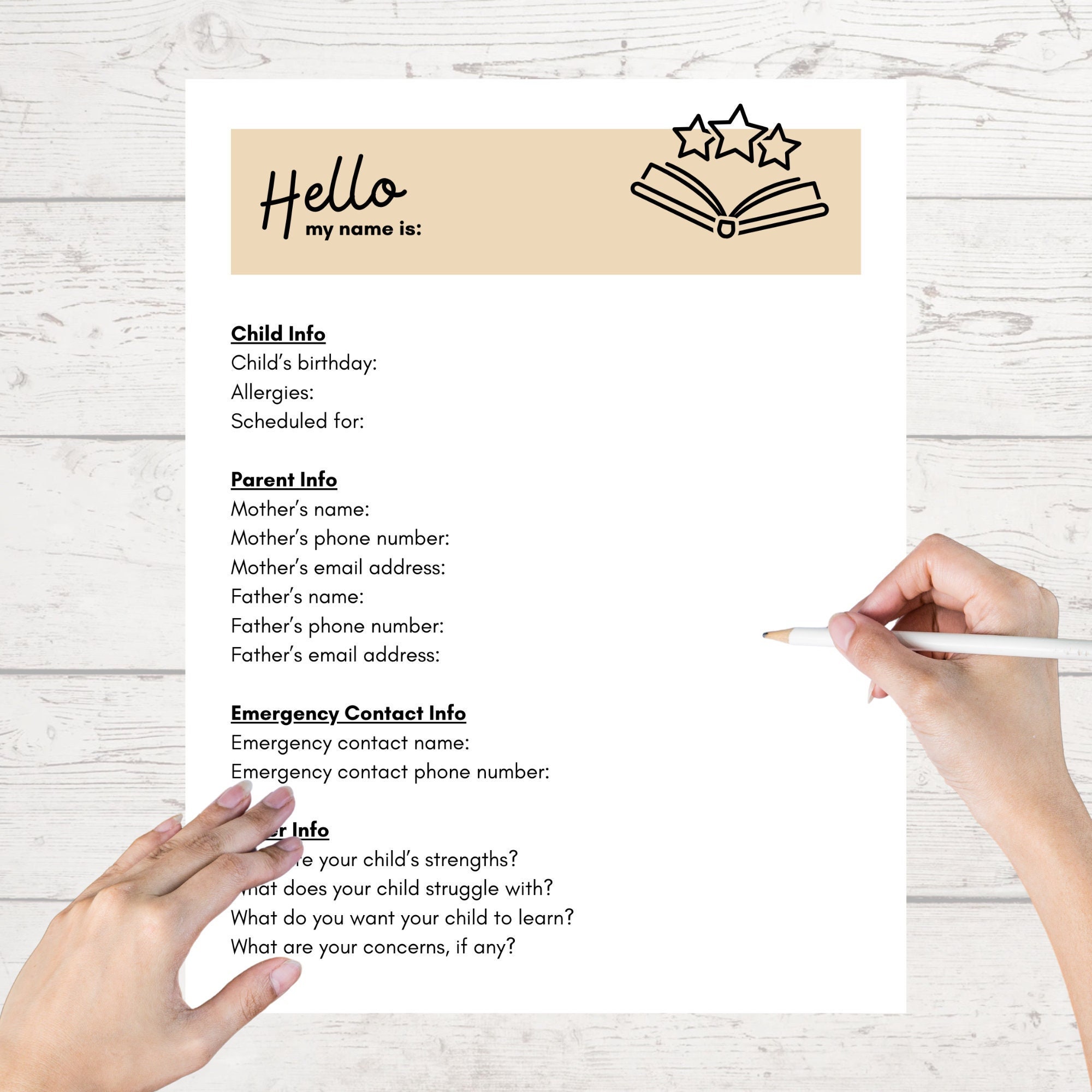 Student Information Sheet, Student Info Sheet for Teachers - Etsy