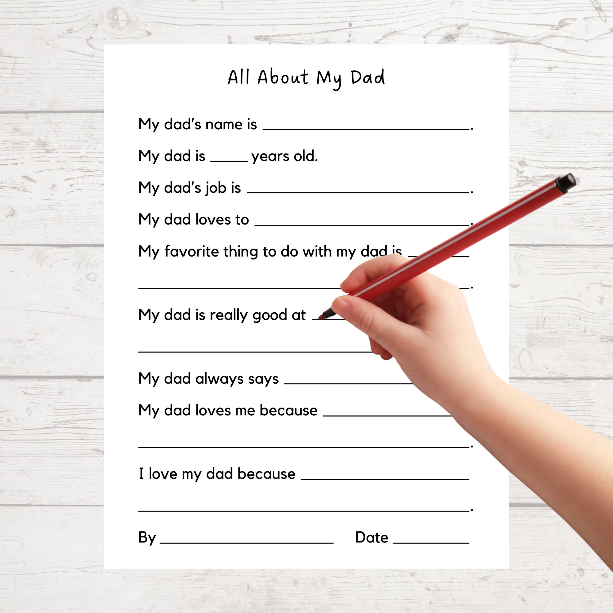 All About My Dad Printable, Printable Father's Day Questionnaire - Etsy