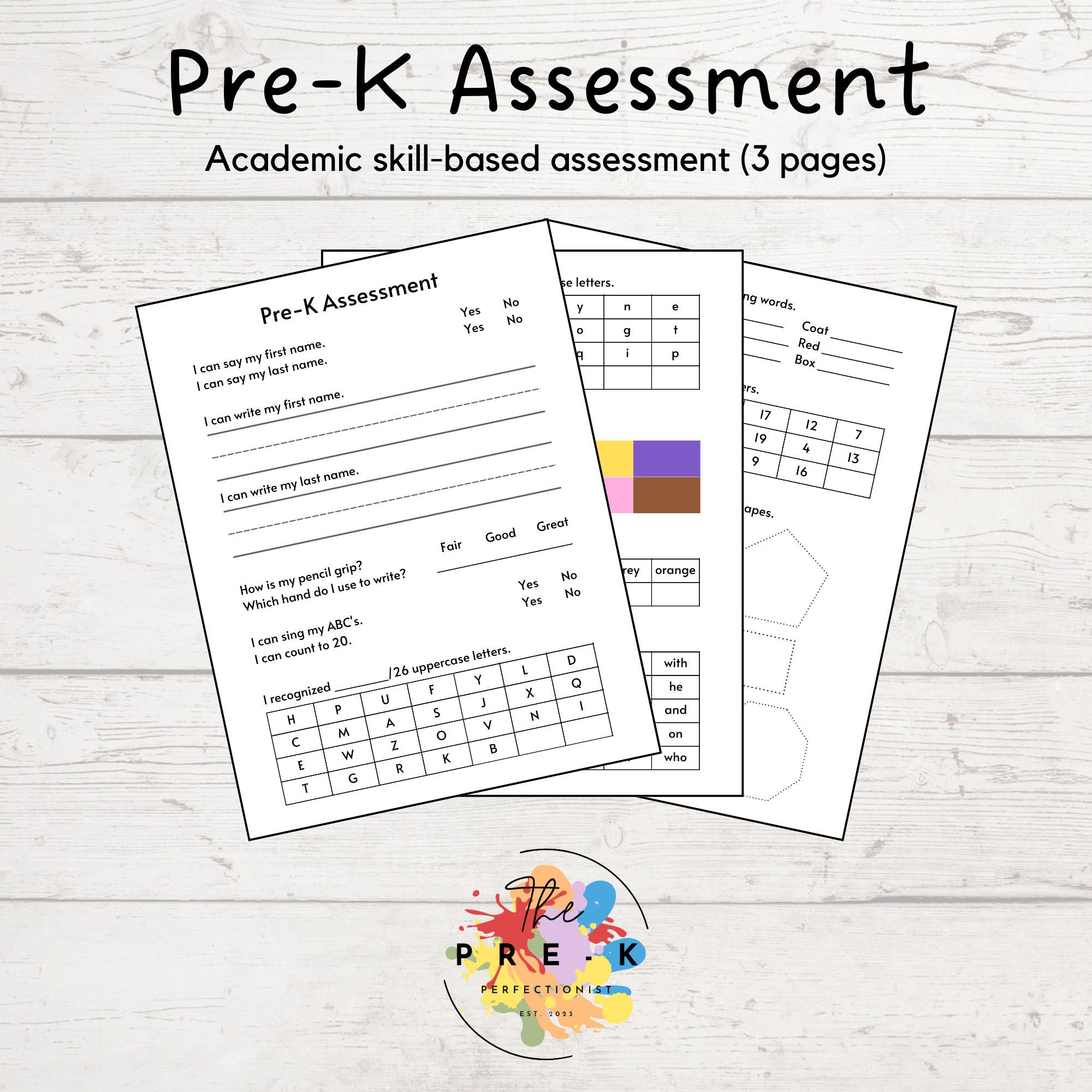 Preschool Assessment, Back to School Assessment, Progress Assessment - Etsy