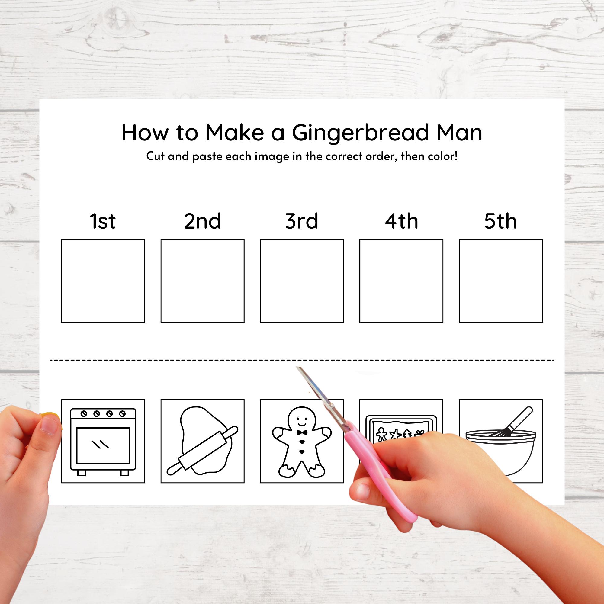 How to Make a Gingerbread Man Worksheet, Cut and Paste Worksheet ...