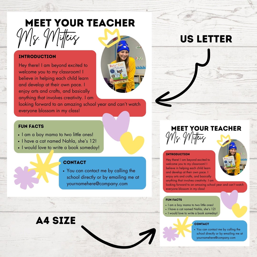 Meet Your Teacher Template, Editable Meet Your Teacher Template, Canva ...