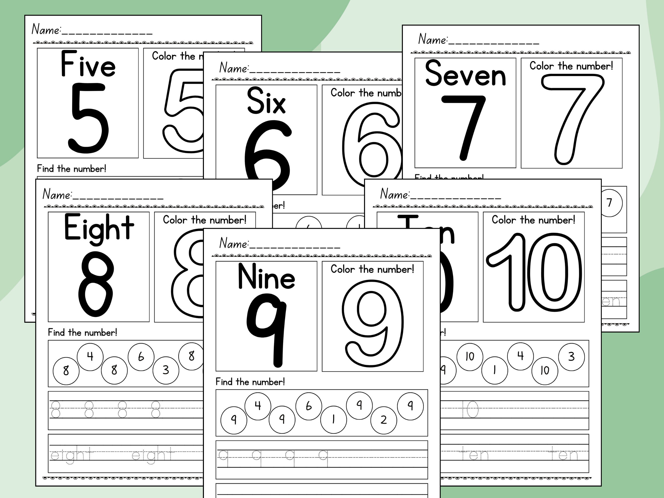 1-10 Number Tracing Worksheet for Kindergarten - Math Practice ...