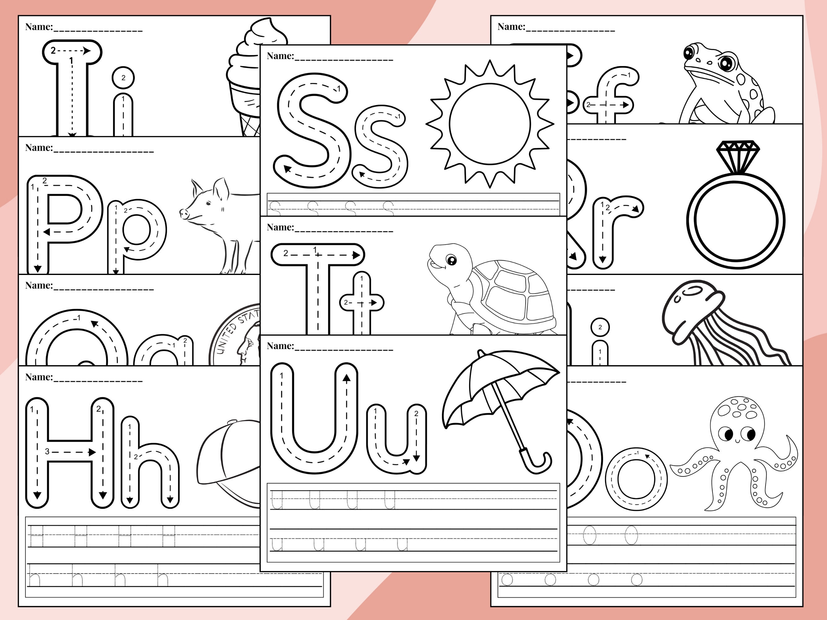Alphabet Worksheets - Tracing - Coloring - Handwriting - Printable for ...
