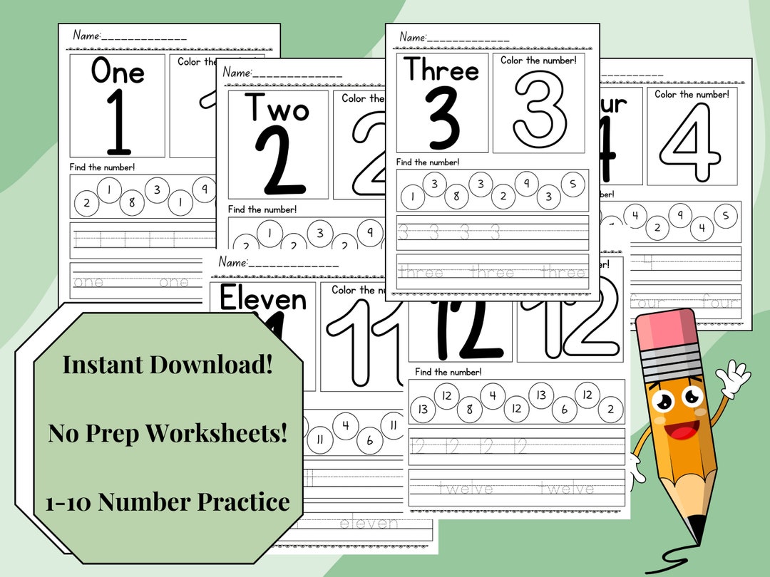 1 - 20 Number Learning Worksheets - Tracing and Number Identifying ...