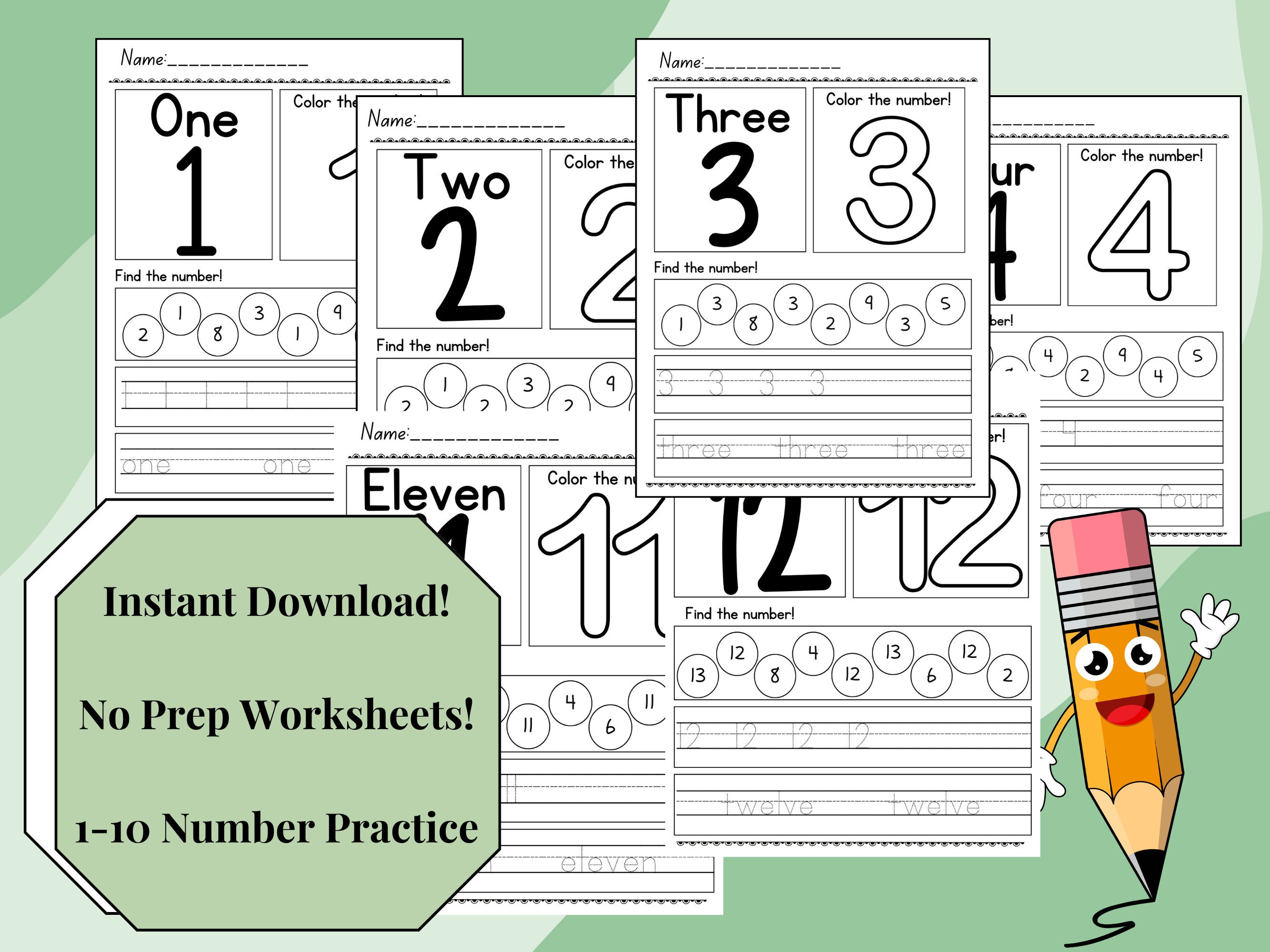 1 - 20 Number Learning Worksheets - Tracing and Number Identifying ...