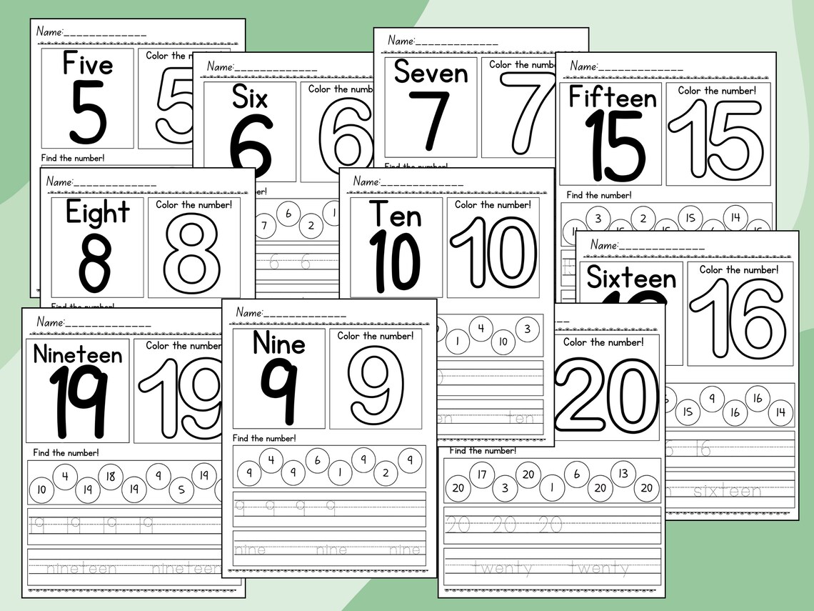 1 - 20 Number Learning Worksheets - Tracing and Number Identifying ...