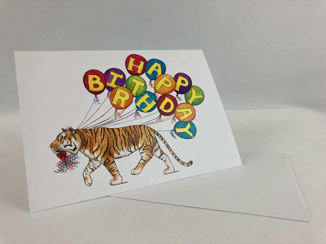 Tiger Happy Birthday Card - Etsy