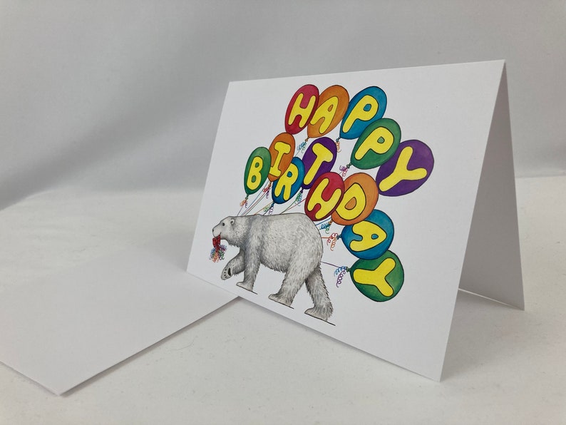 Polar Bear Happy Birthday Card - Etsy