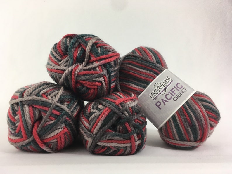 Cascade Yarns Pacific Chunky Red, Gray, Green - Etsy