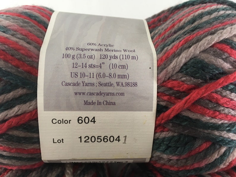 Cascade Yarns Pacific Chunky Red, Gray, Green - Etsy