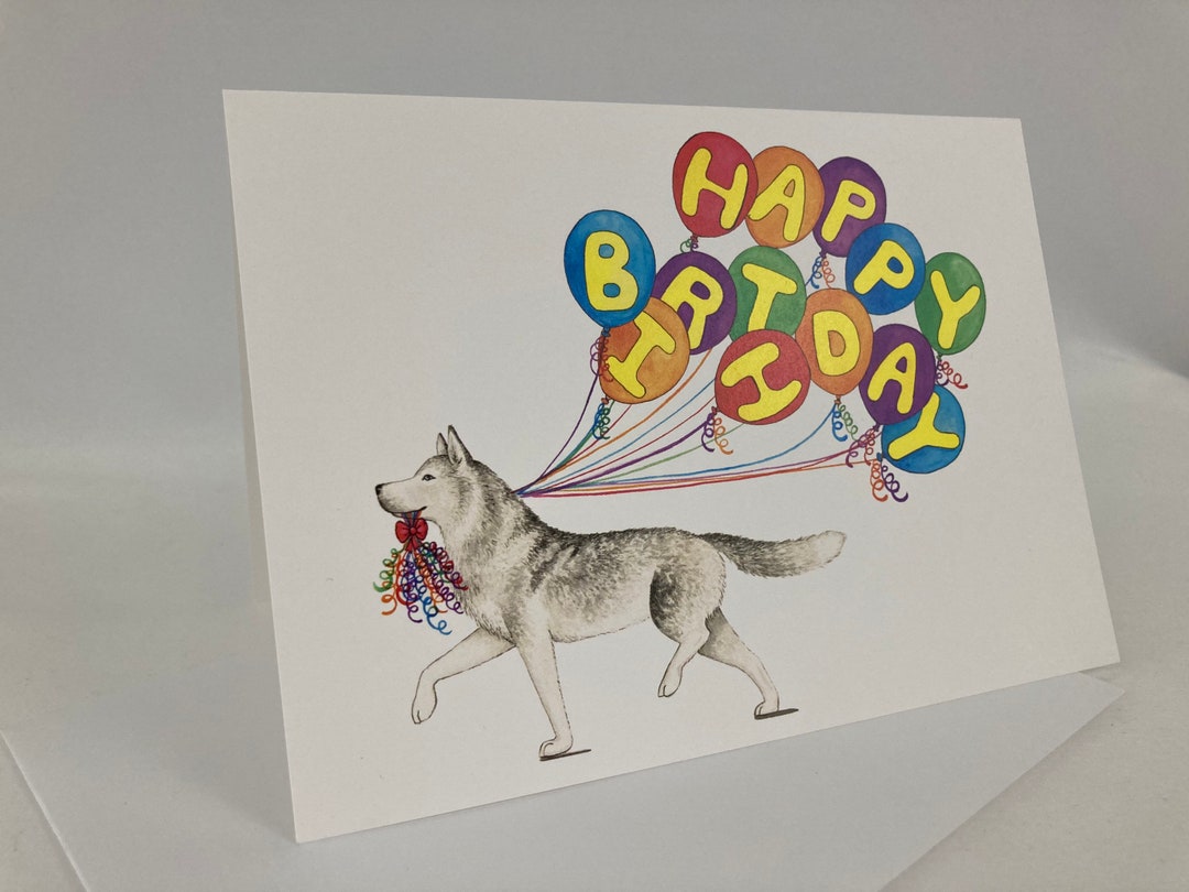 Siberian Husky Happy Birthday Card - Etsy