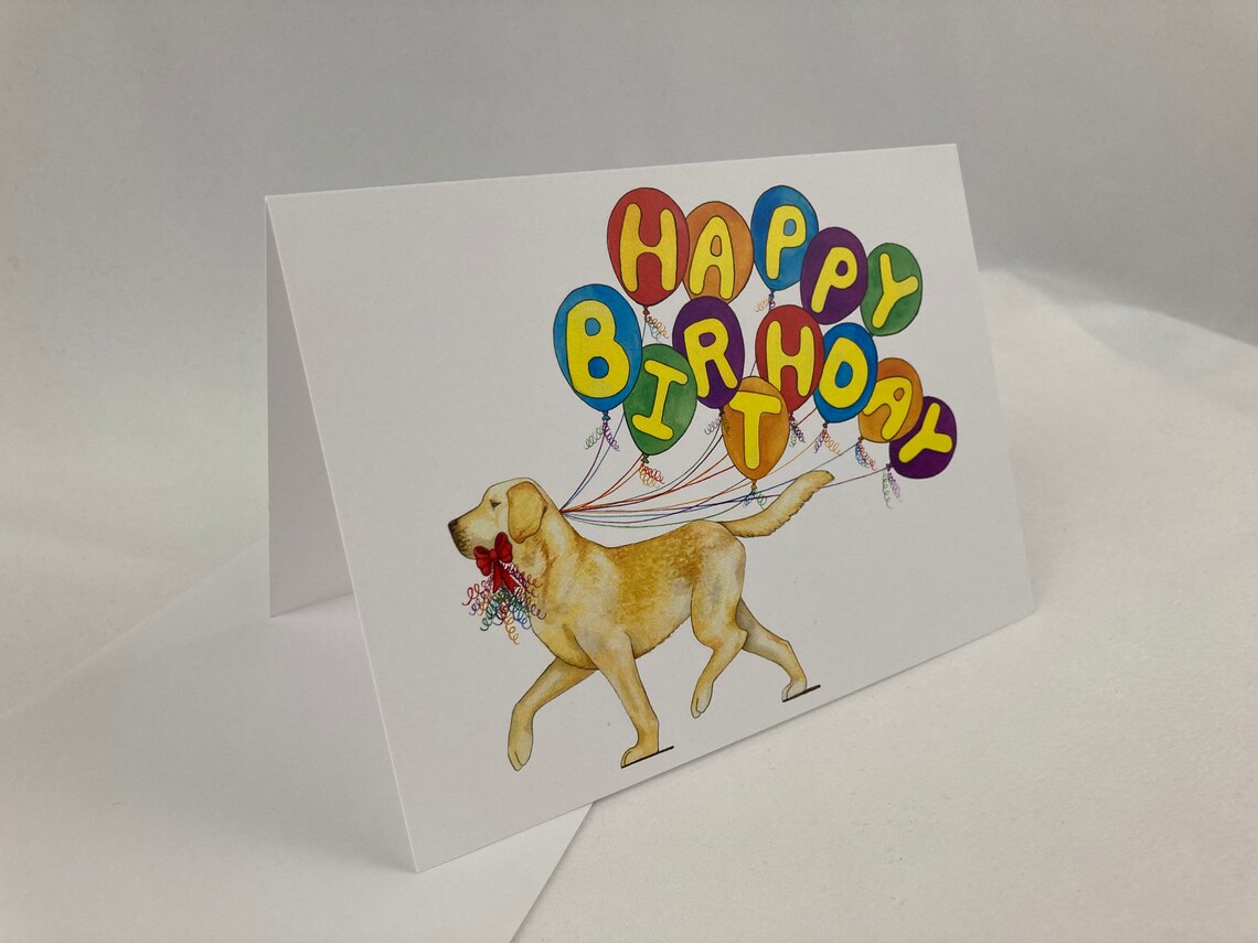 Yellow Labrador Retriever Happy Birthday Card - Etsy