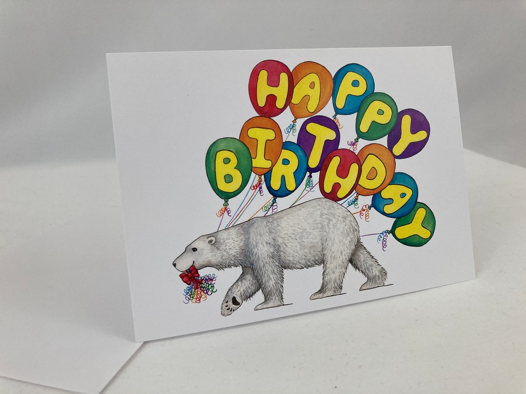 Polar Bear Happy Birthday Card - Etsy