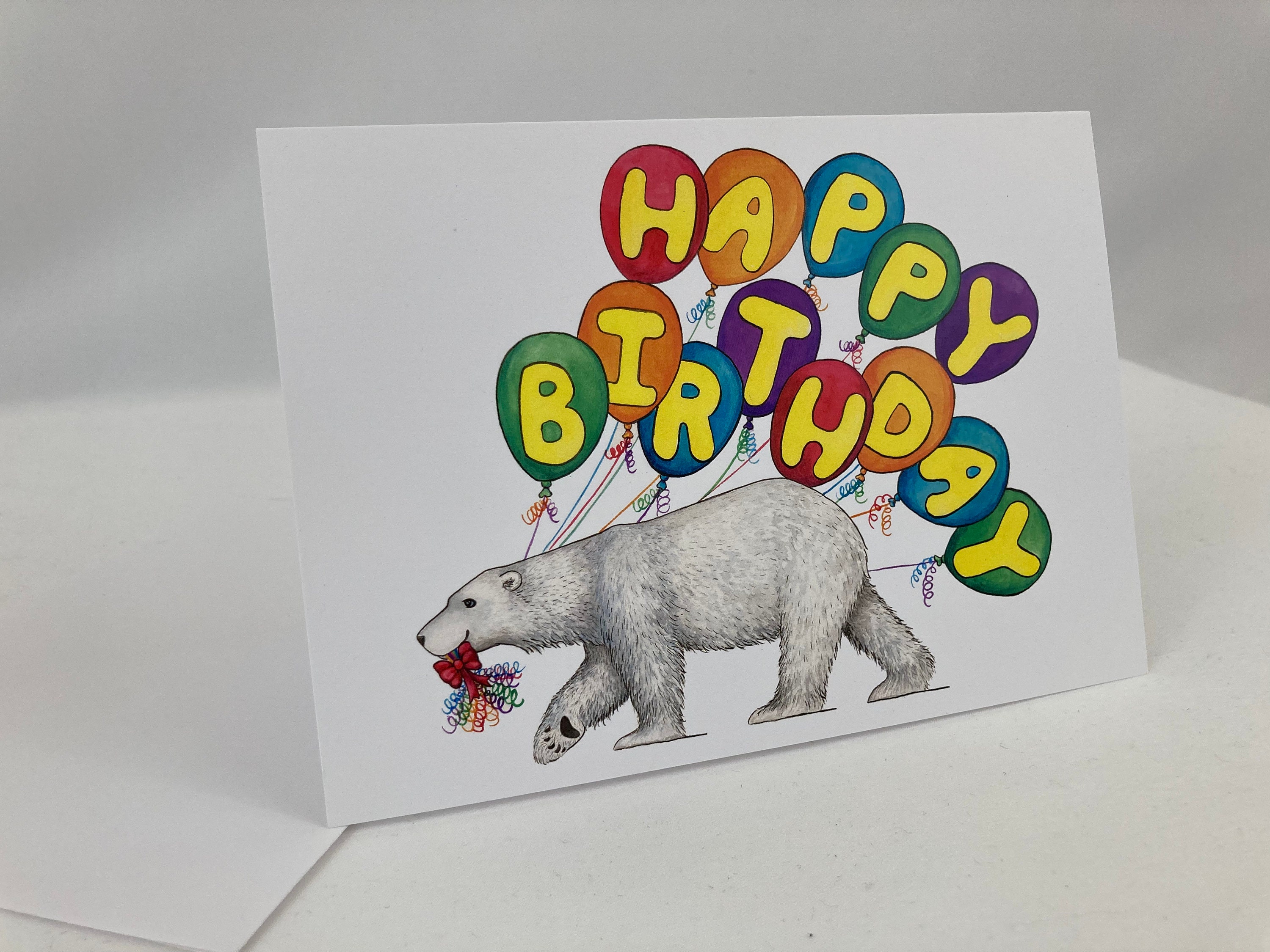 Polar Bear Happy Birthday Card - Etsy