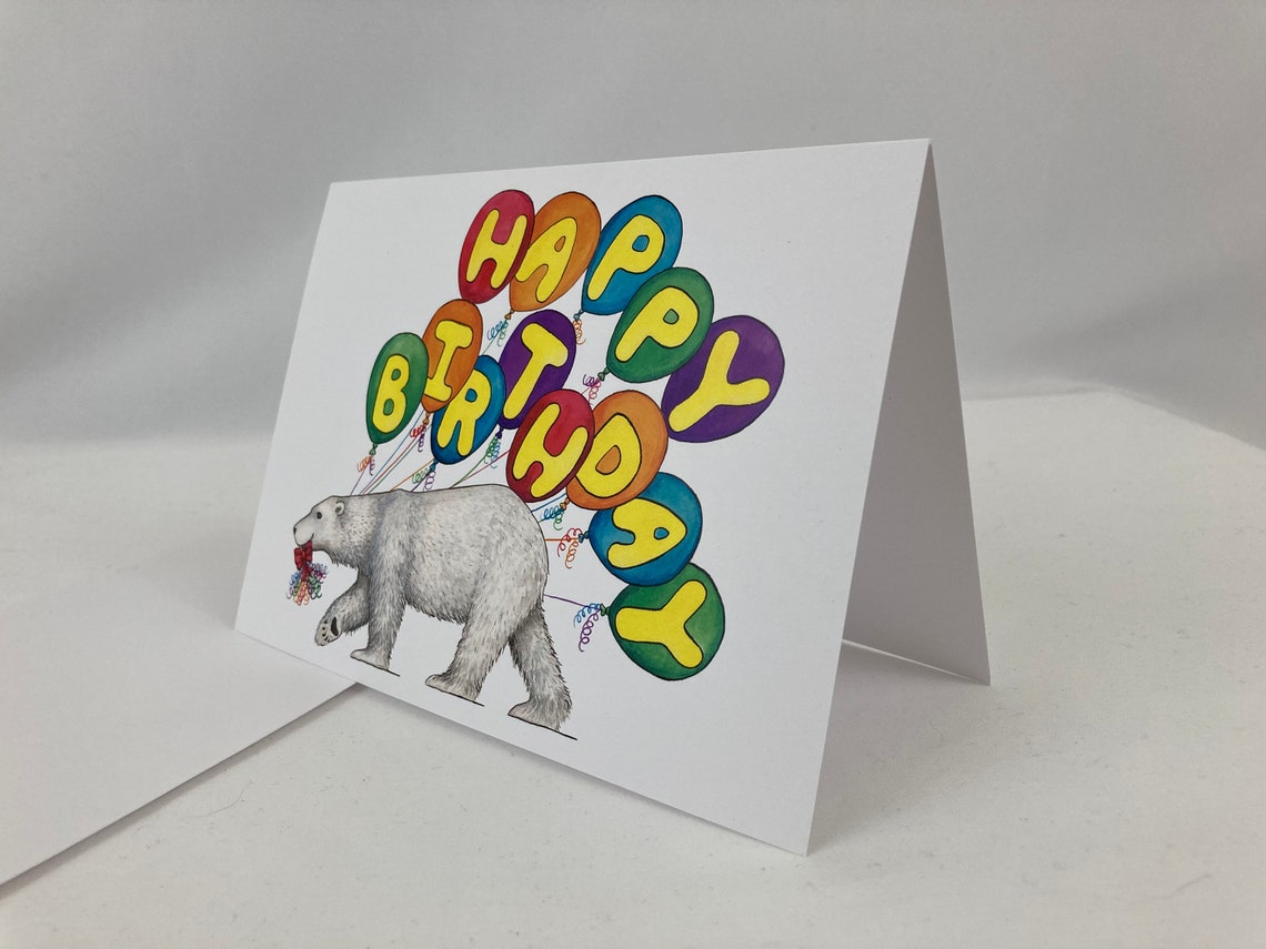 Polar Bear Happy Birthday Card - Etsy