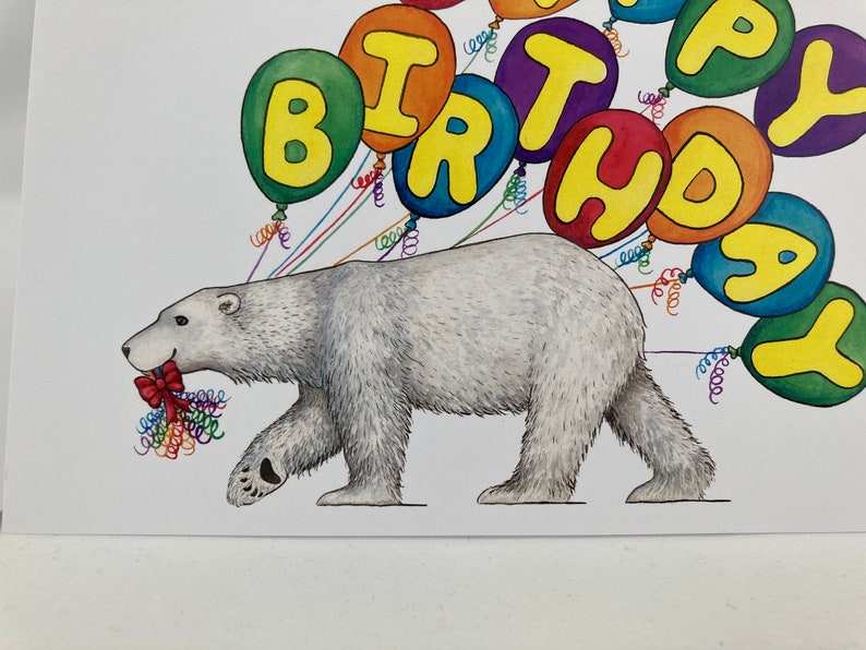 Polar Bear Happy Birthday Card - Etsy