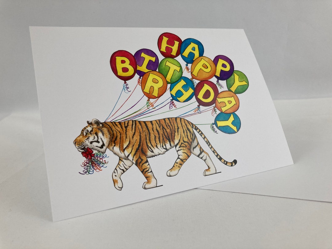 Tiger Happy Birthday Card - Etsy