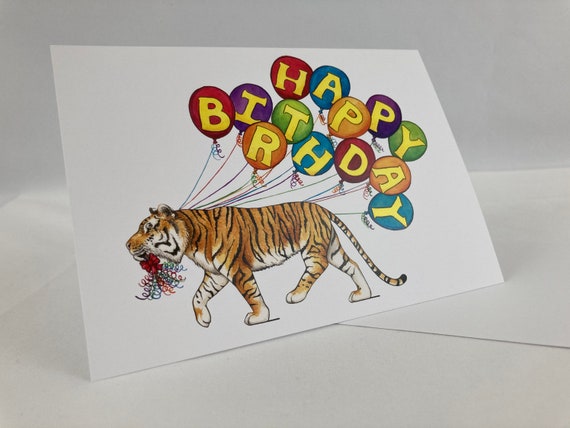 Tiger Happy Birthday Card | Etsy