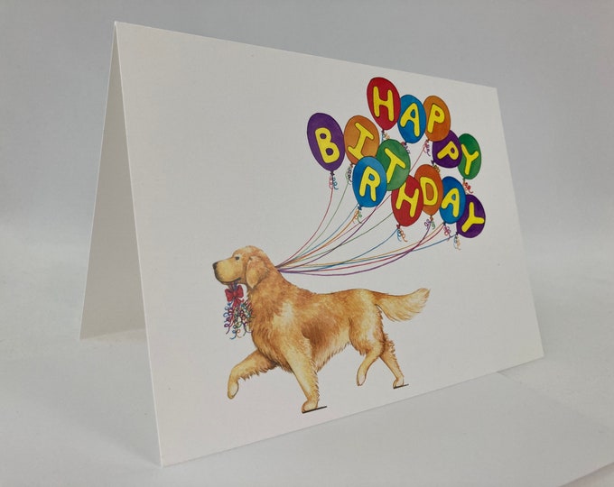 Golden Retriever Happy Birthday Card - Etsy