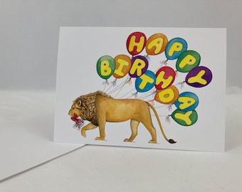 Printable Happy Birthday Card Lion, King of the Jungle Card, Leo Happy ...