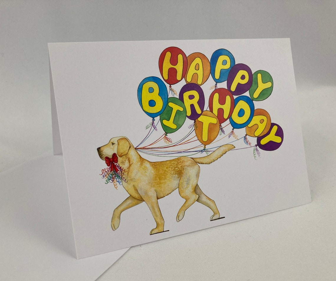 Yellow Labrador Retriever Happy Birthday Card - Etsy