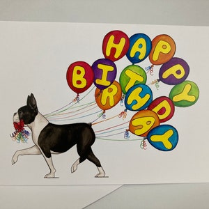 Boston Terrier Happy Birthday Card - Etsy