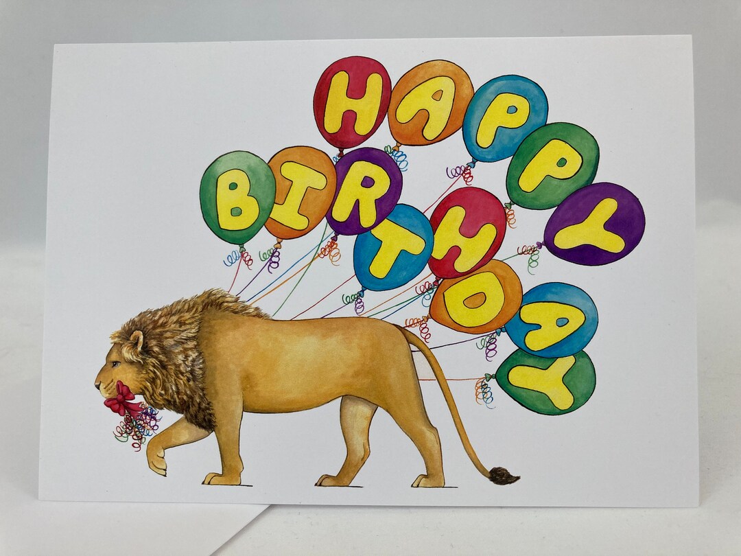 Lion Happy Birthday Card - Etsy