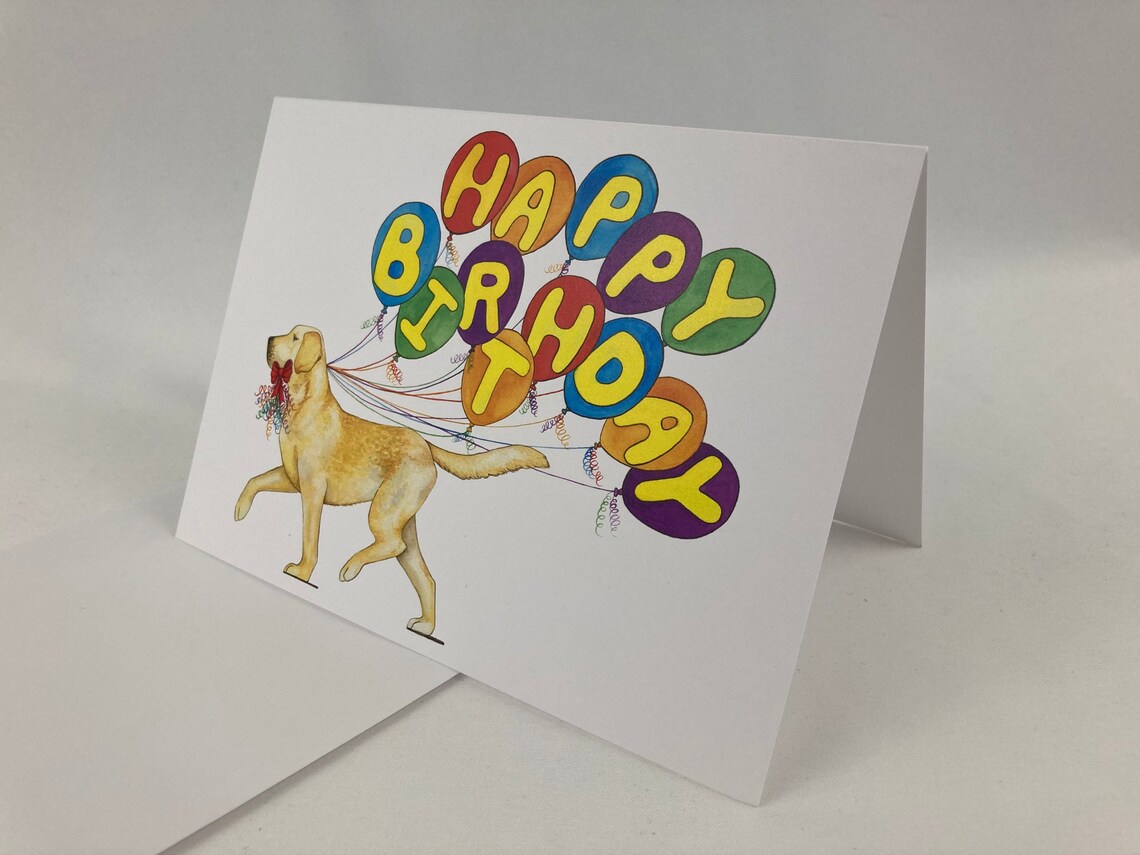 Yellow Labrador Retriever Happy Birthday Card - Etsy