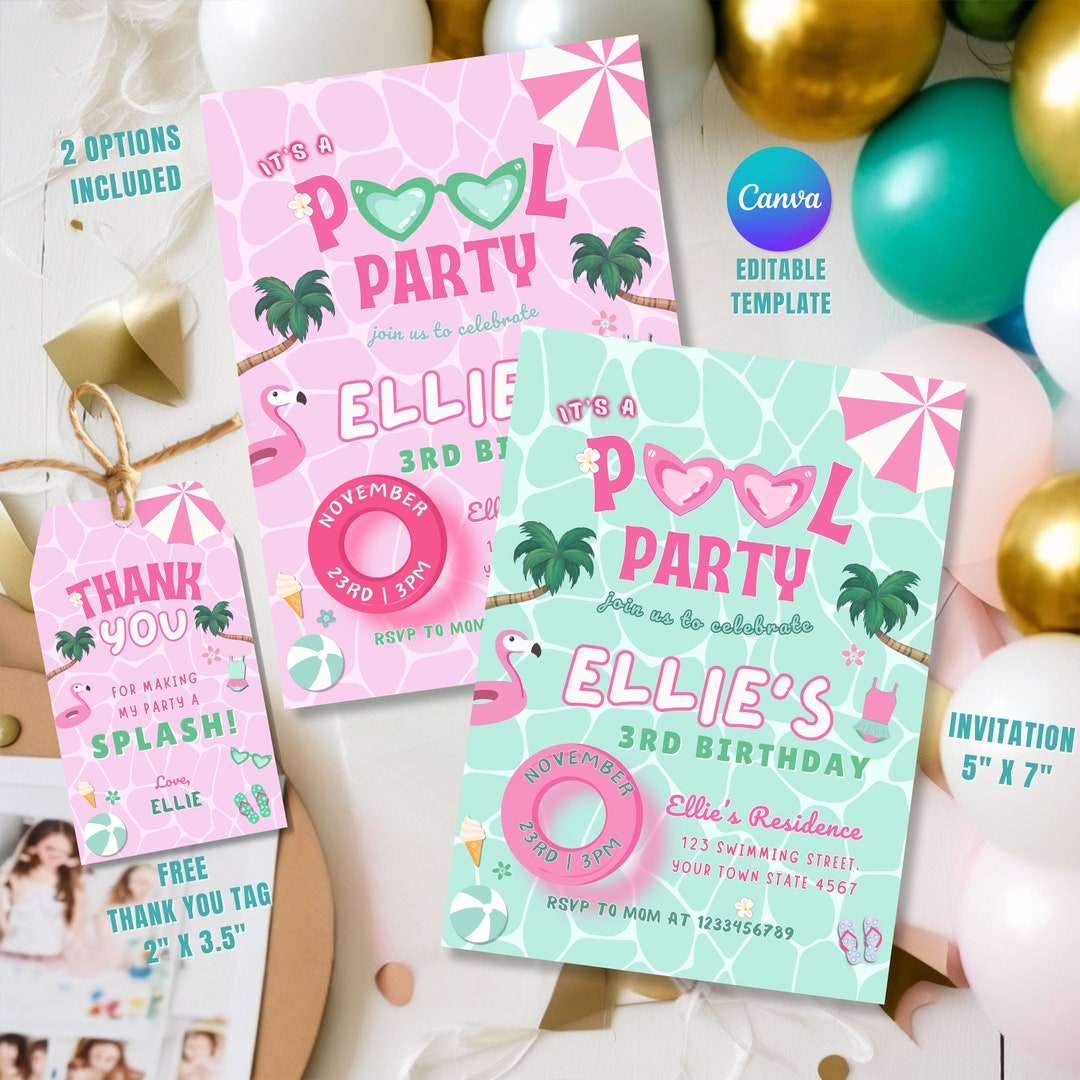 Pool Party Invitation Kids Swimming Party Kids Pool Birthday ...