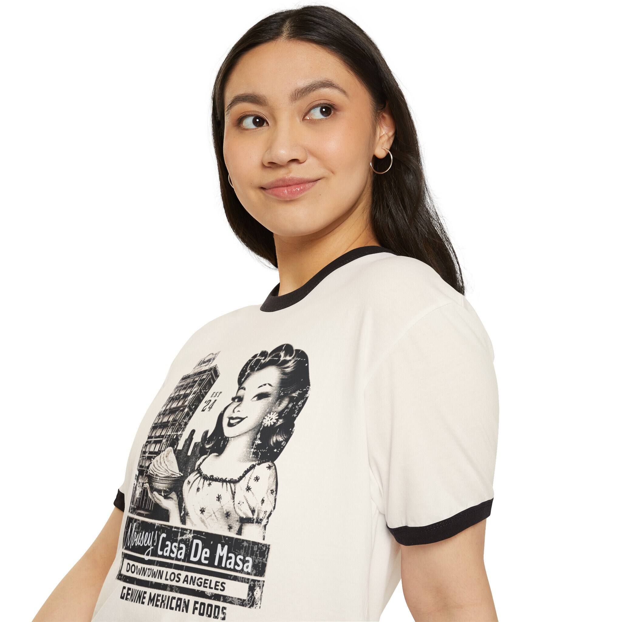 Mousey's Casa De Masa Authentic Mexican Food Vintage-style Unisex Cotton Ringer T-shirt ...