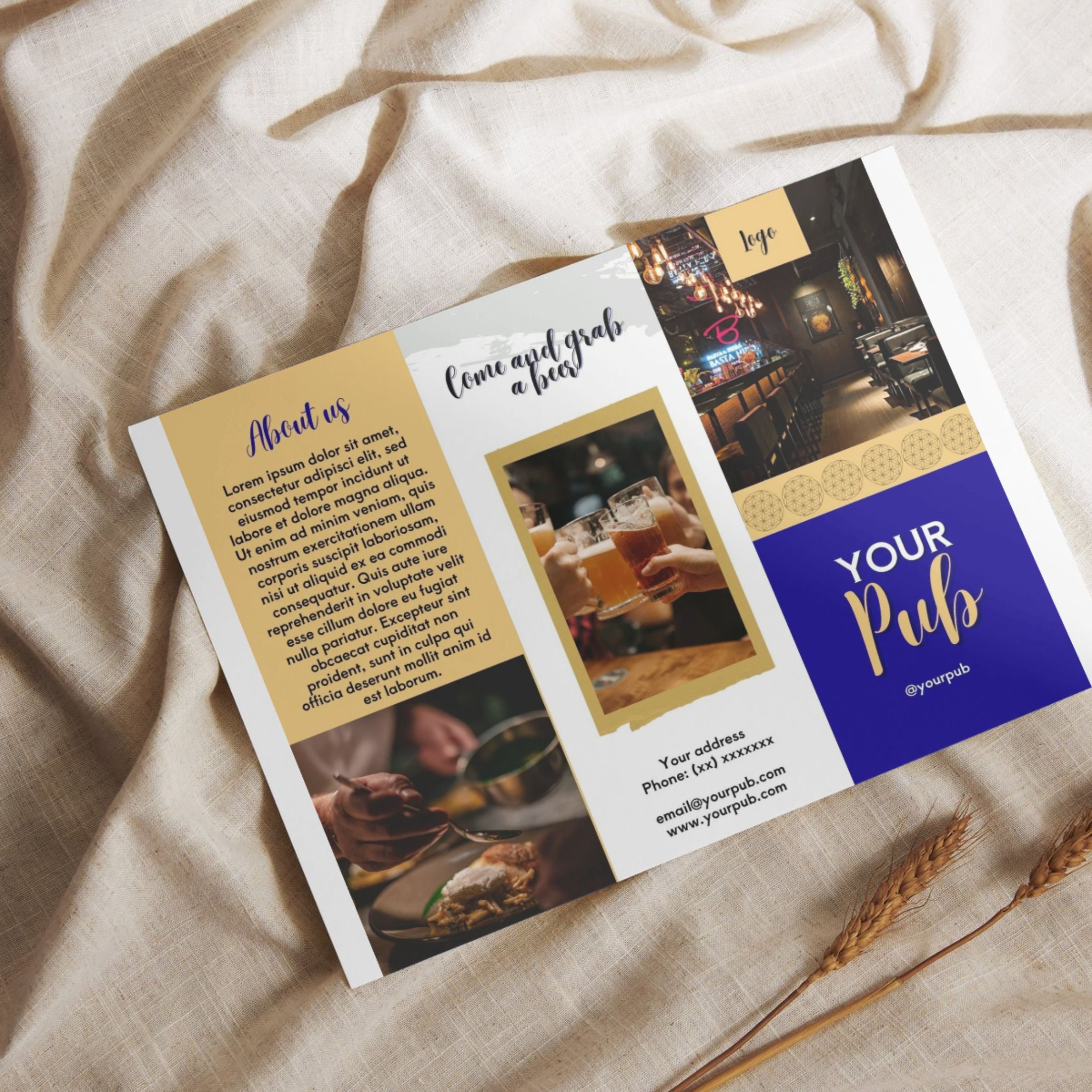 Restaurant Trifold Brochure Canva Template, Food and Drink Menu Design ...