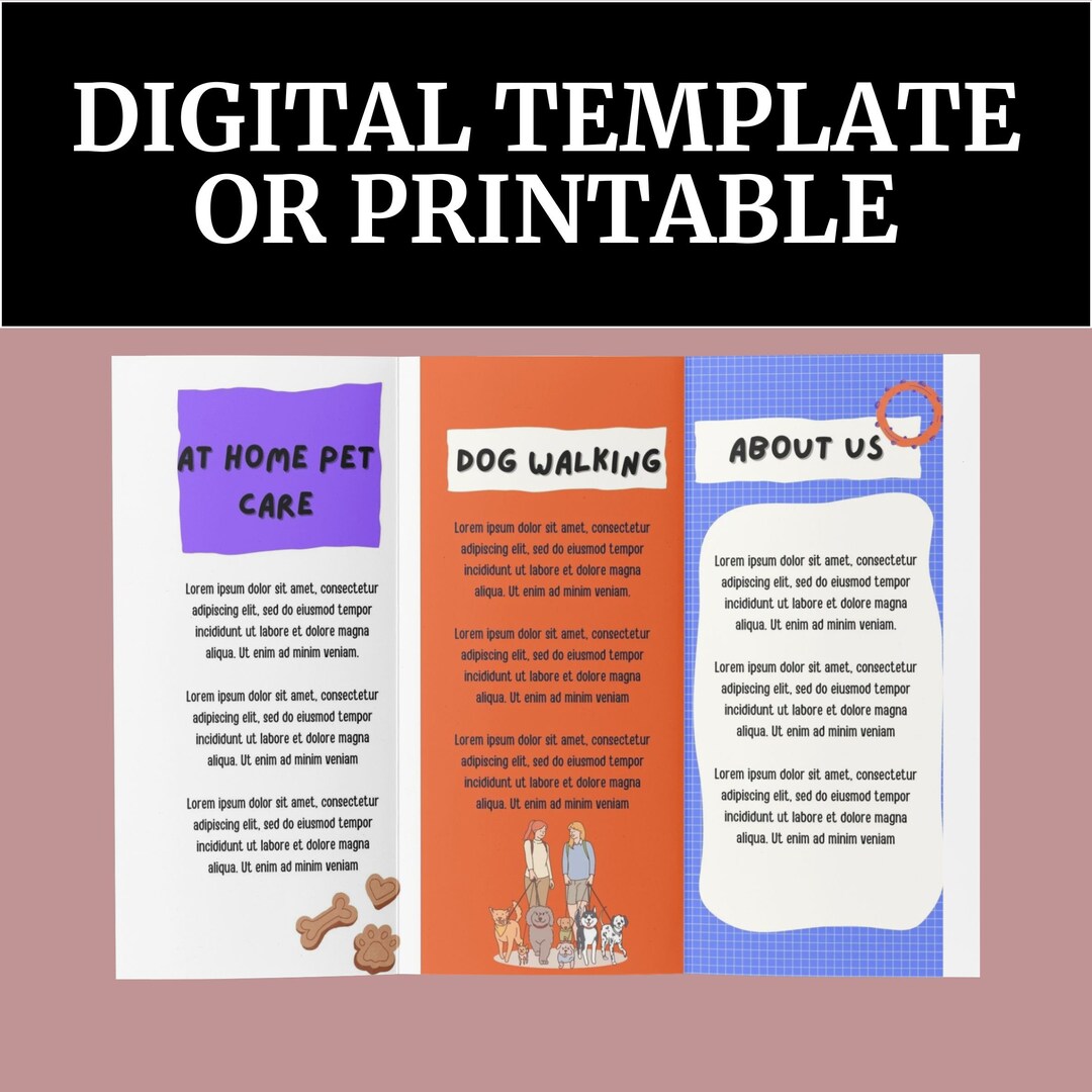 Editable Pet Grooming Brochure, Customizable Trifold Canva Template for ...