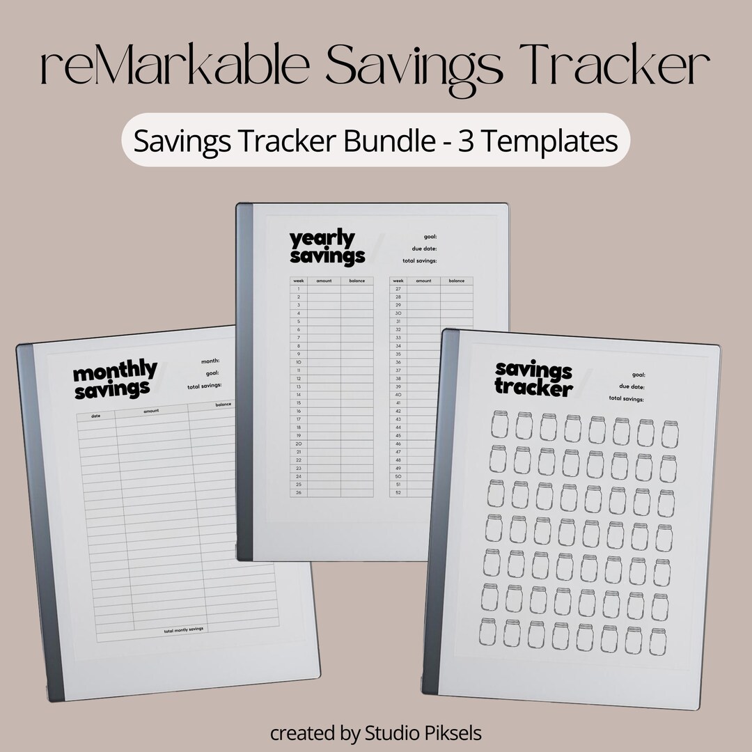 Remarkable Savings Tracker Template, Remarkable Template, Savings Planner, Financial Tracker for ...