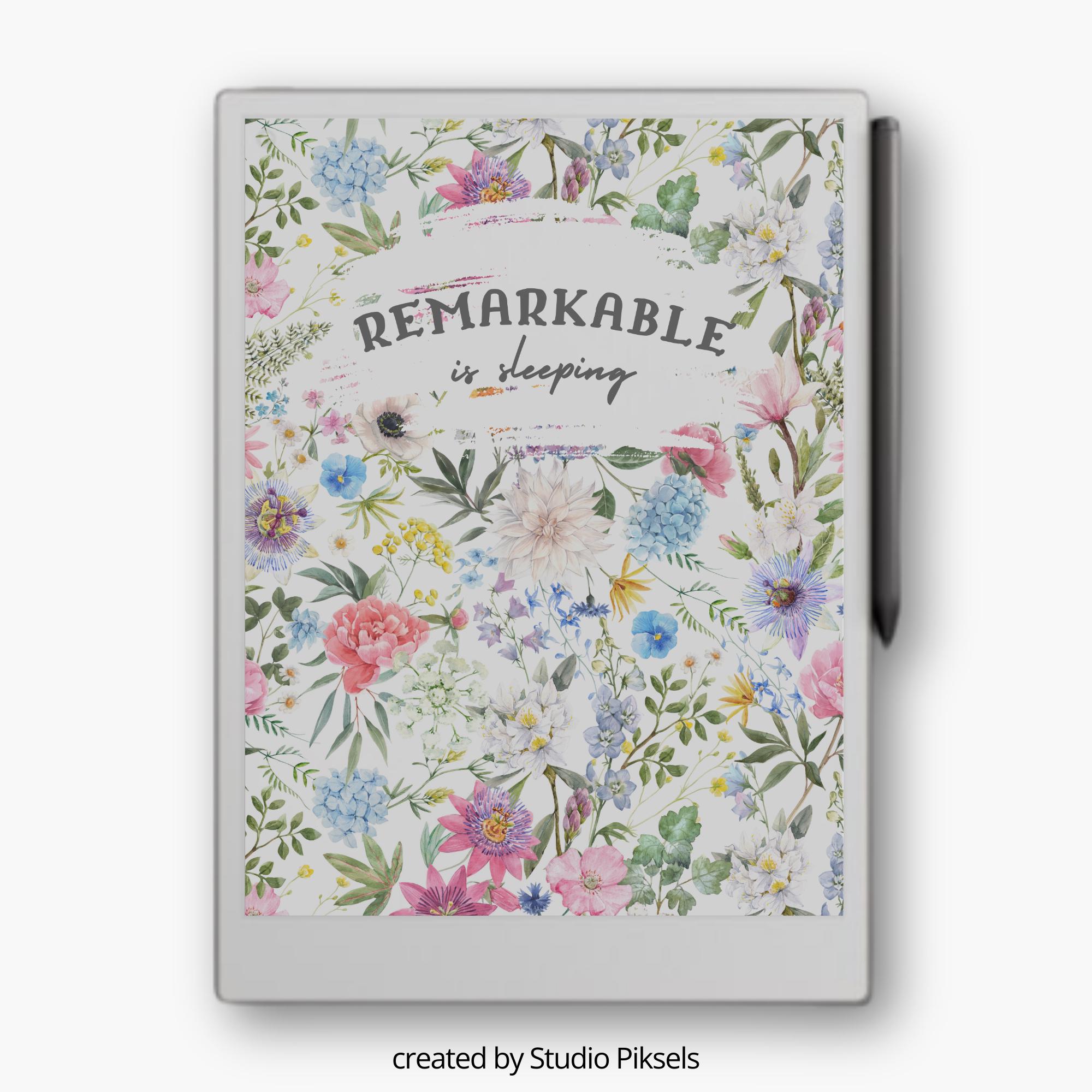 Sleep Screen for Remarkable Paper Pro With Flower Design, Cover for ...