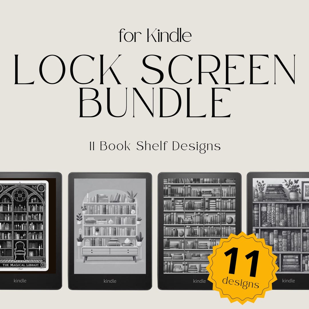 Kindle Lock Screen Bundle With Bookshelf Design, Kindle Paperwhite ...