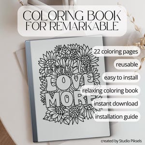Mindful Coloring Book for Remarkable 2, Digital Adult Coloring Book ...