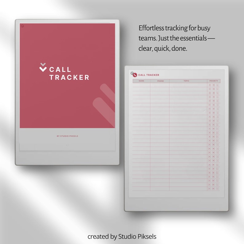 Phone Call Tracker for Remarkable Paper Pro, Phone Call Log Book, Phone ...
