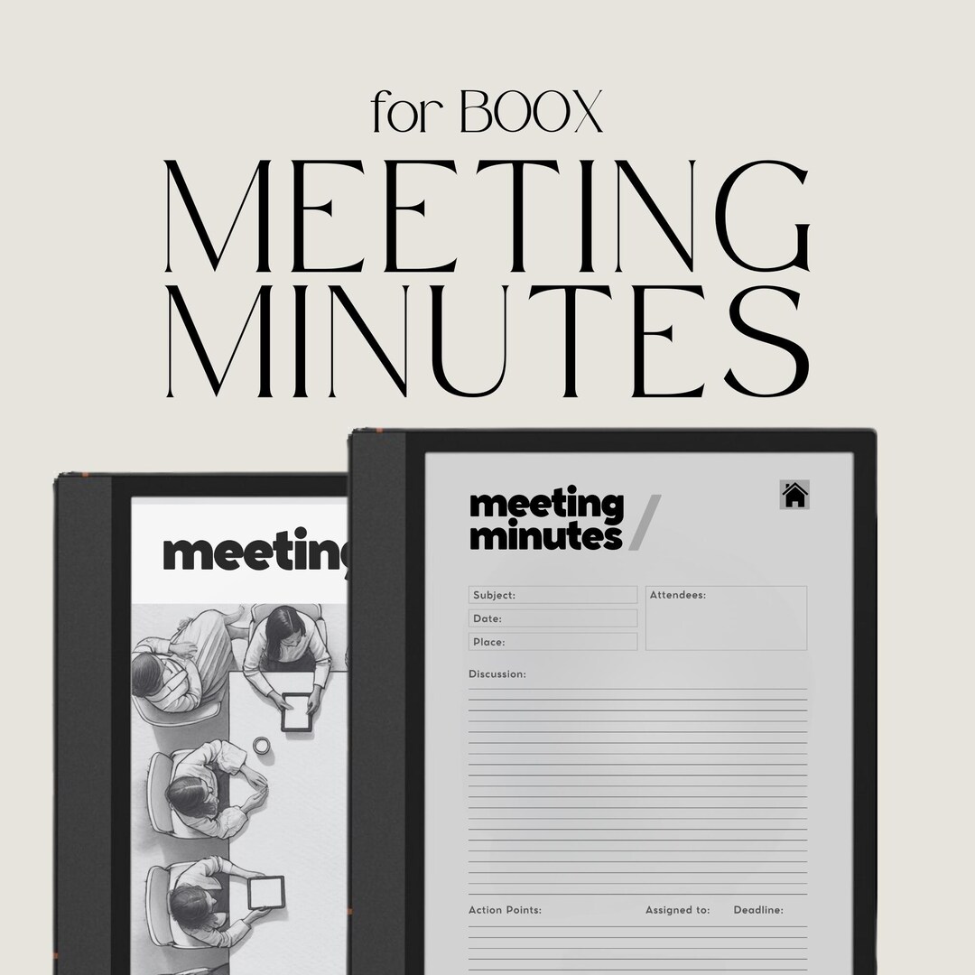 Hyperlinked Meeting Minutes Notebook for BOOX Note, Meeting Notes for ...