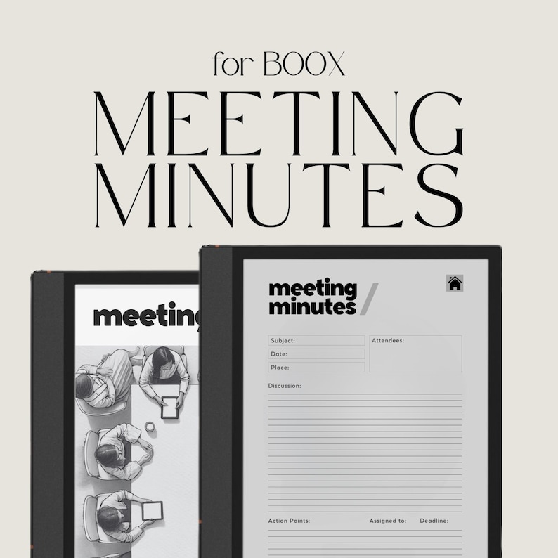 Hyperlinked Meeting Minutes Notebook for BOOX Note, Meeting Notes for ...