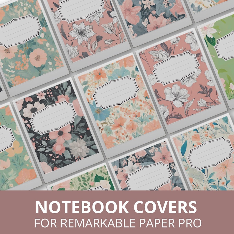 Floral Notebook Cover for Remarkable Paper Pro, Cover Bundle for ...
