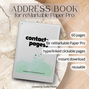 Address Book for Remarkable Paper Pro, Hyperlinked Digital Address Book ...