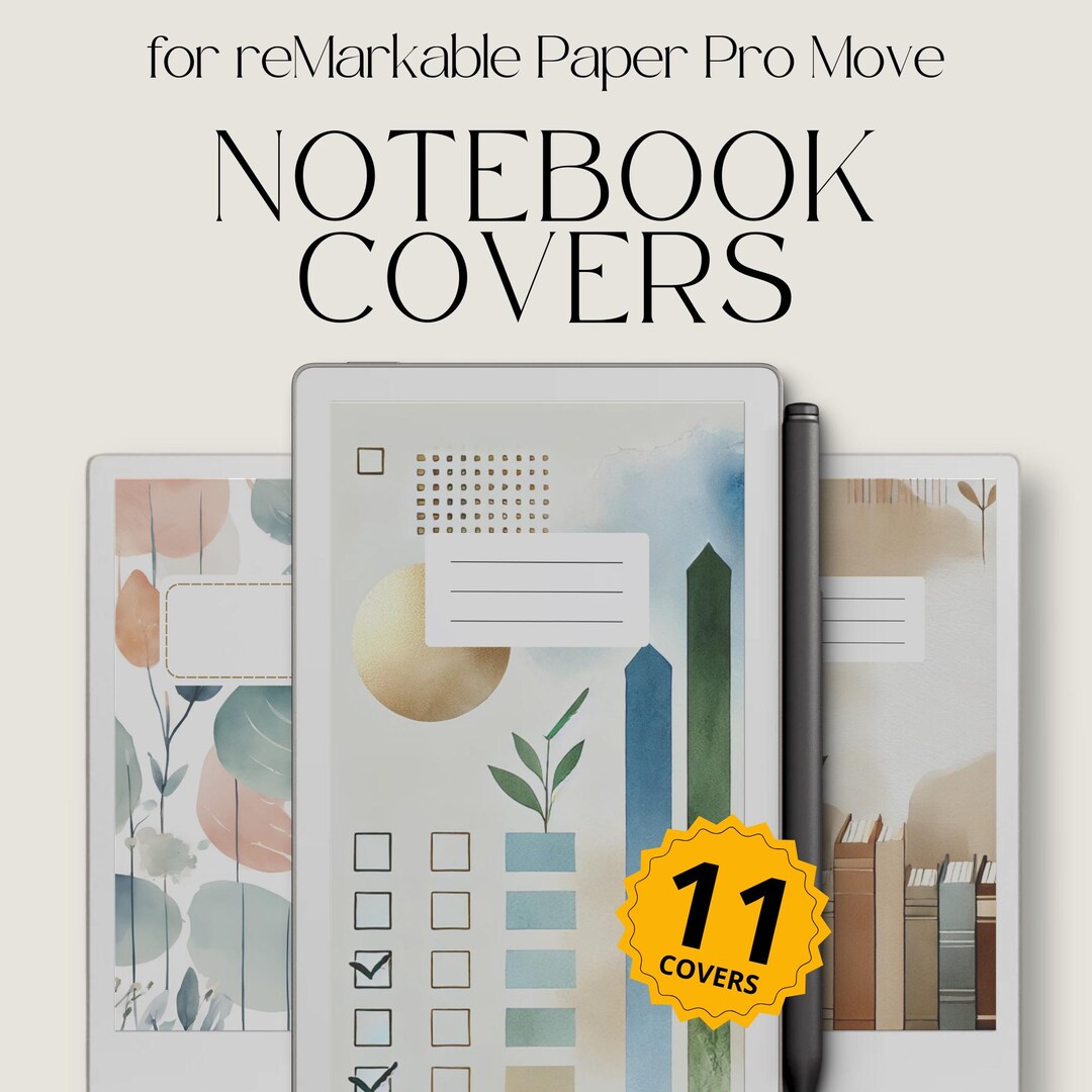 Watercolor Notebook Cover Bundle for Remarkable Paper Pro Move: Soft ...
