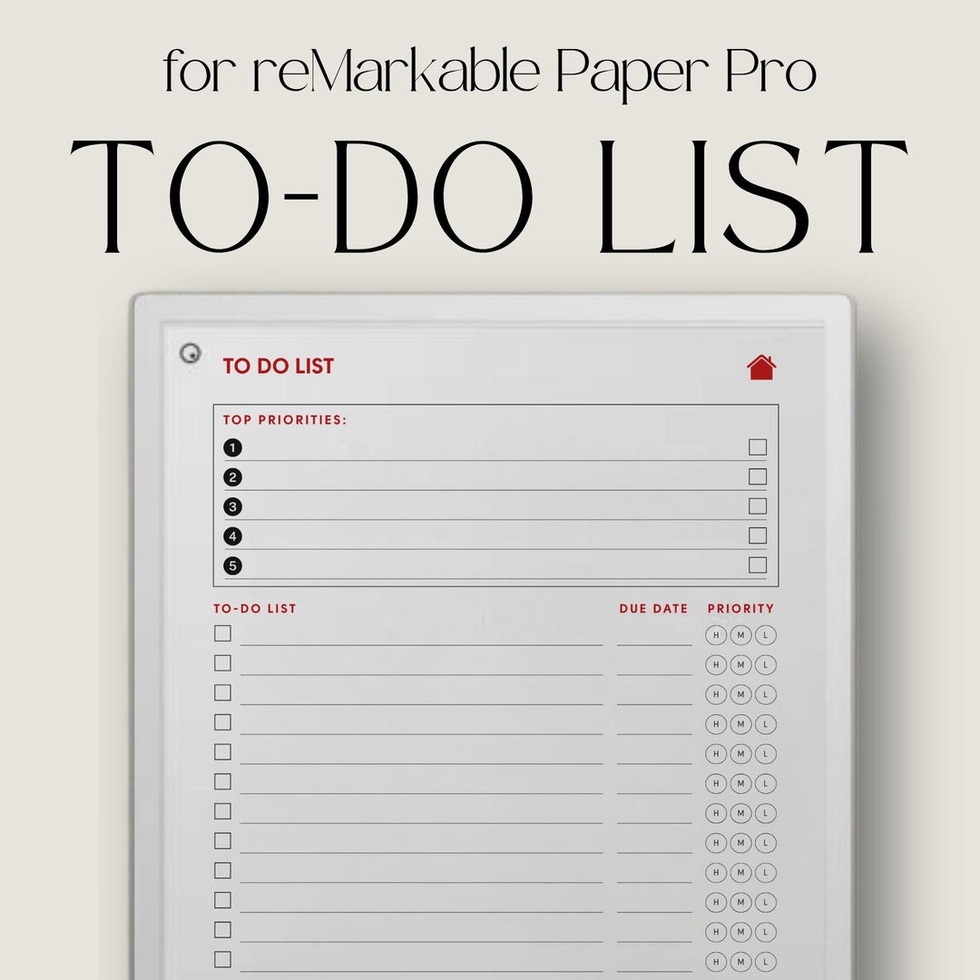 To Do List Notebooks for Remarkable Paper Pro, to Do List Templates ...