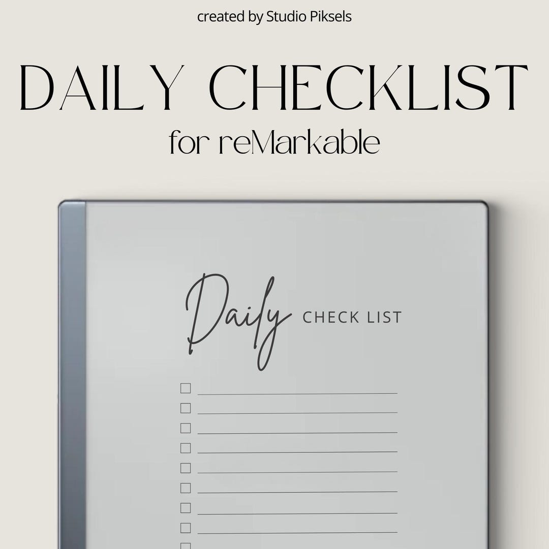 Daily Checklist for Remarkable, Minimalist Eink Notebook, Notebook for ...