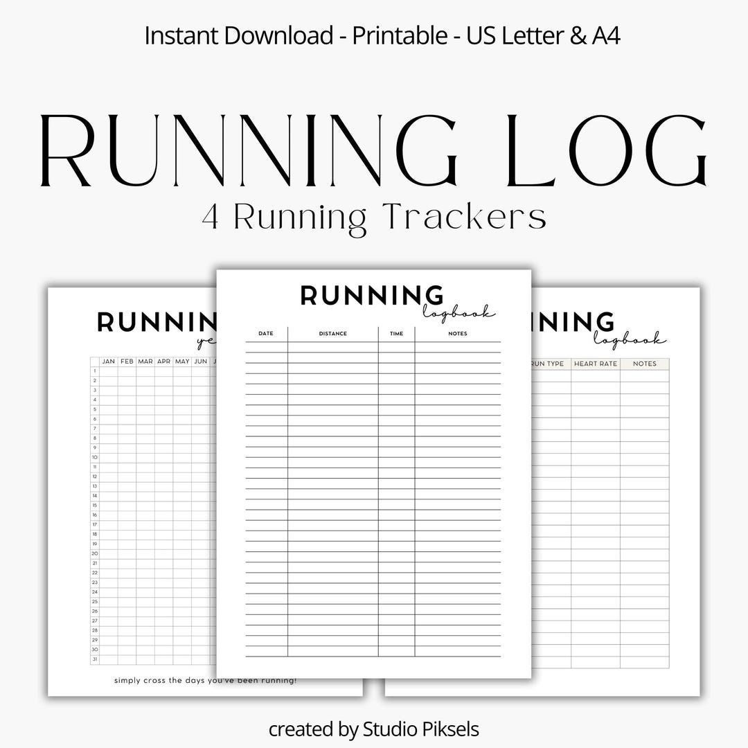 Printable Running Log PDF A4 & US Letter Size, Running Tracker PDF, 100 ...