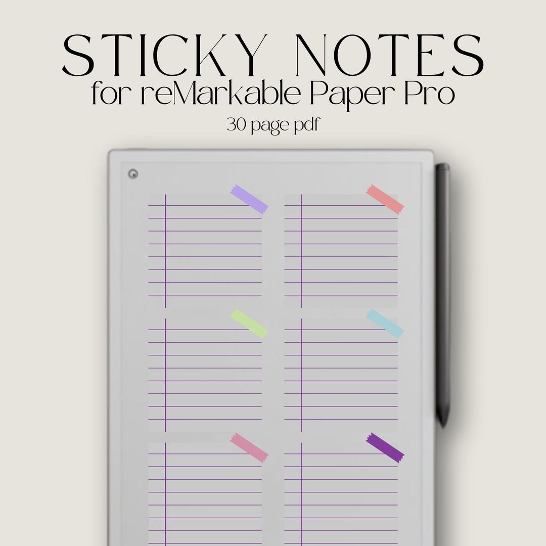Lined Sticky Notes for Remarkable Paper Pro, Templates for Remarkable ...