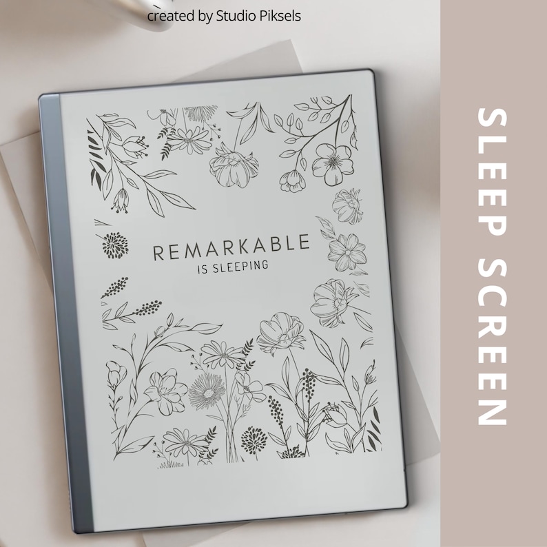 Sleep Screen for Remarkable With Botanical Design, Cover for Remarkable ...