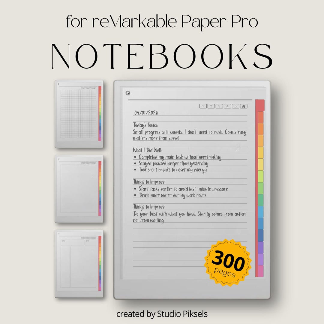 Color Tab Notebook Bundle for Remarkable Paper Pro: Interactive 4 in 1 ...