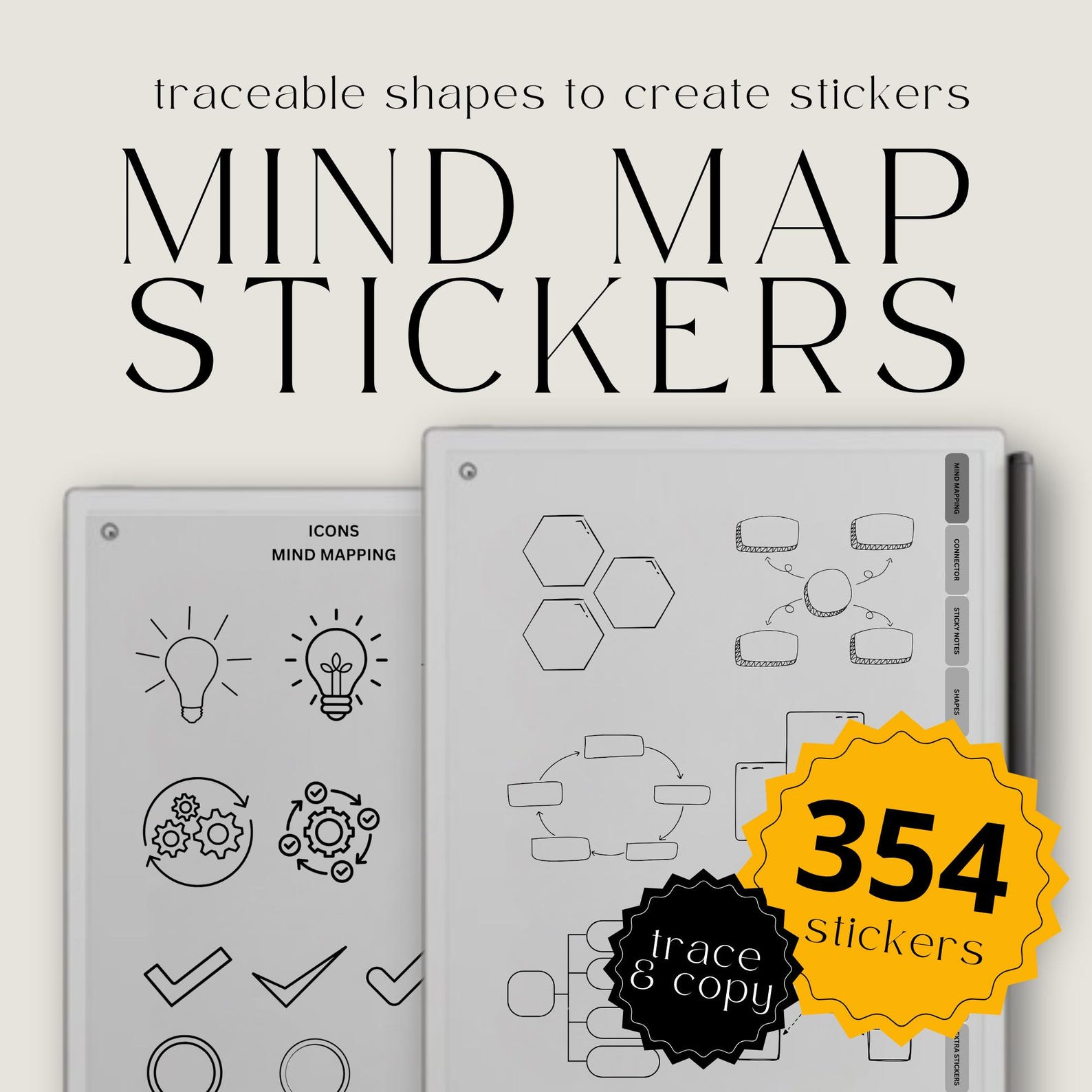Custom Mind Map Stickers for Remarkable, Traceable Shapes + Visuals for ...