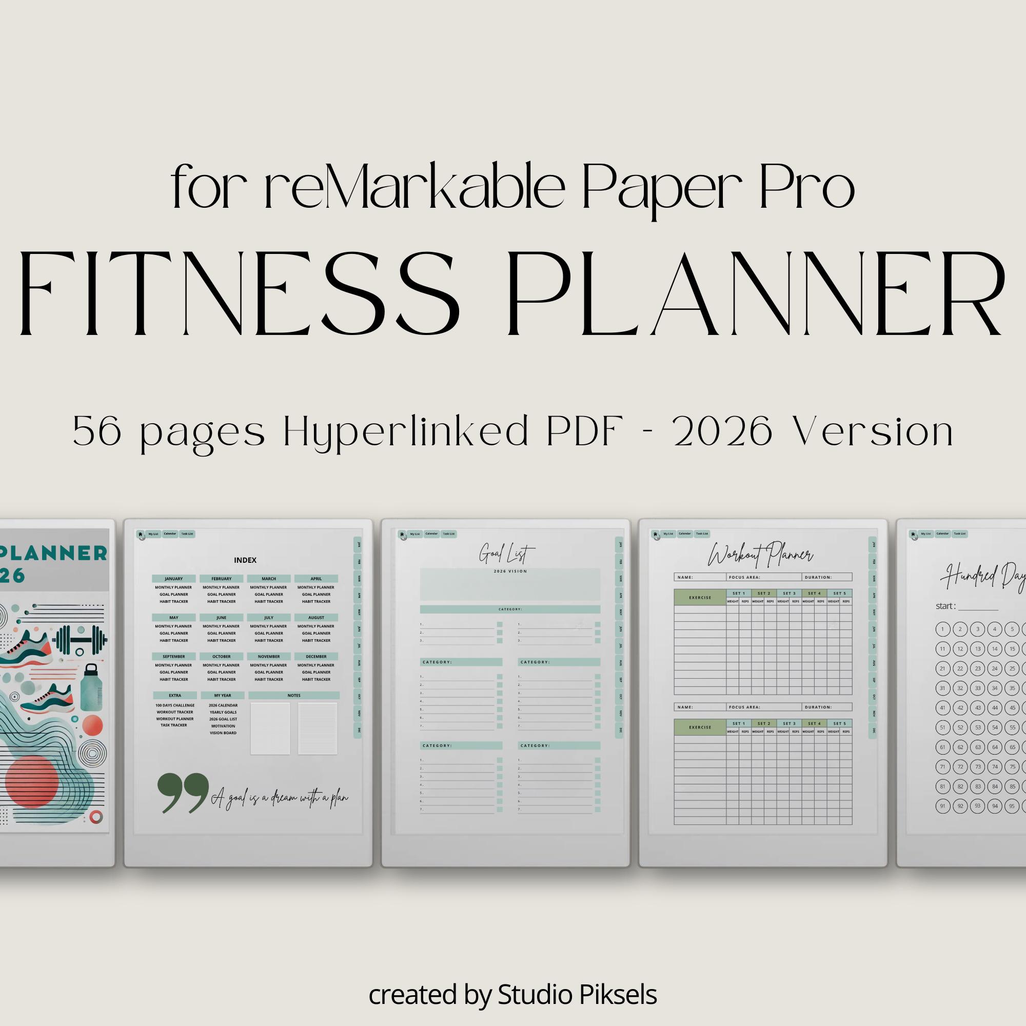 2026 Fitness Planner for Remarkable Paper Pro, Eink Fitness Tracker ...